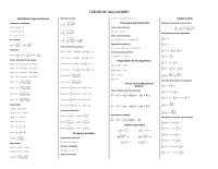 Formulario de cálculo de una variable | Apuntes de Matemáticas - Docsity