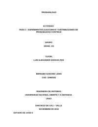 EXPERIMENTOS ALEATORIOS Y DISTRIBUCIONES DE PROBABILIDAD CONTINUA - Docsity