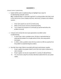 Computer System Troubleshooting Docsity