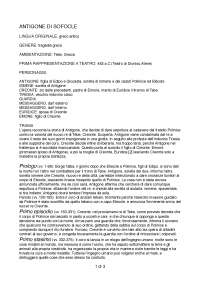 Riassunto Antigone di Sofocle - Docsity