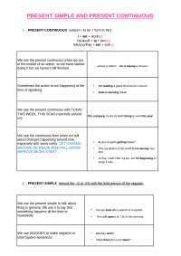 Present simple vs present continuous | Appunti di Lingua Inglese | Docsity