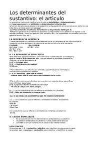 Los determinantes del sustantivo: el artìculo y El caso del presente de ...