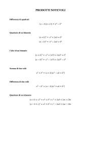 Prodotti notevoli tabella riassuntiva - Docsity