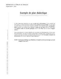 Exemple de plan dialectique, Français du CCDMD | Notes Littérature ...