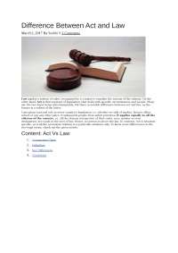 Difference between law and act - Docsity