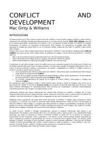 Conflict and development | Appunti di Scienze Sociali | Docsity