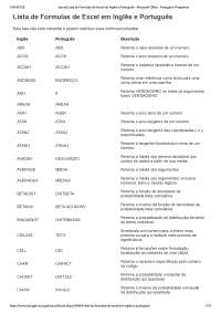 Lista de funções do Excel Português - Inglês | Guías, Proyectos ...