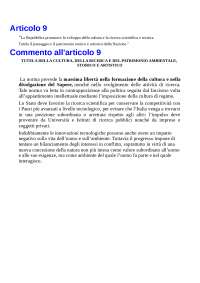 Articolo 9 costituzione - Docsity
