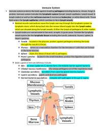 Lymphatic System Study Guide - Docsity