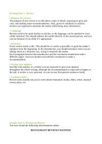 Writing FCE Part 2 - Review | Appunti di Inglese | Docsity