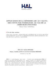 Application de la méthode abc au calcul des coûts par pathologie: le ...