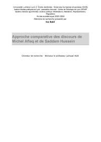 Approche comparative des discours de Michel Aflaq et de Saddam Hussein ...
