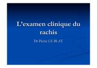 L'examen clinique du rachis lombaire, cervical, dorsal: mobilitès et ...