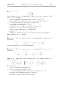 Exercices sur la diagonalisation - MOSE 1003 - Docsity