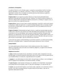 GENEROS LITERARIOS Y SUBGENEROS - Docsity