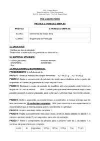 PRÁTICA PÊNDULO SIMPLES FÍSICA EXPERIMENTAL - Docsity