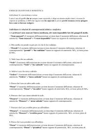 Esercizi sintassi e semantica | Esercizi di Morfologia e Sintassi | Docsity