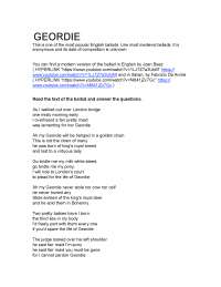 GEORDIE analysis and exercises | Appunti di Inglese | Docsity