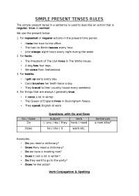 Simple Present Tenses Rules - Docsity