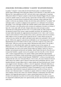 Analisi del testo "X Agosto" di Giovanni Pascoli - Docsity