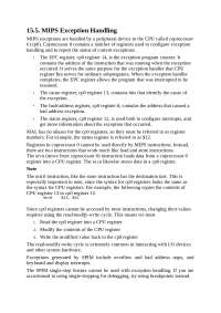 Exception Handling in Mips | Study notes Computer Science | Docsity