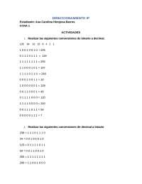 DIRECCIONAMIENTO IP Y EJERCICIOS | Ejercicios de Informática | Docsity