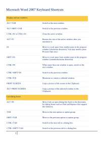 Keyboard shortcuts imp - Docsity