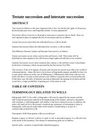 Intestate and Testate succession - Docsity
