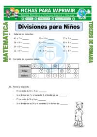 Divisiones para Tercer Grado | Exercícios Matemática | Docsity