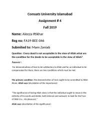 Islamic studies assignment on righteous deeds - Docsity