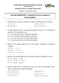 Cônicas e quádricas lista de exercício de álgebra linear - Docsity