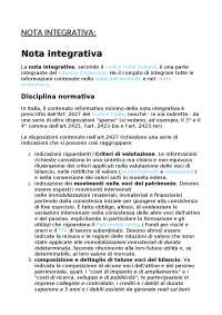 Nota Integrativa riassunto - Docsity