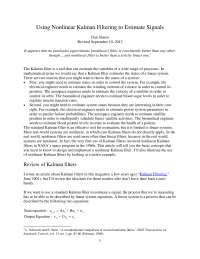 Using Nonlinear Kalman Filtering to Estimate Signals - Docsity