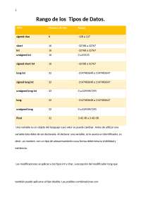 Tipos de datos en C - Docsity