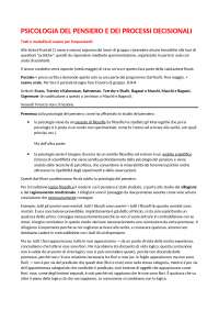 Psicologia del pensiero e dei processi decisionali - Docsity