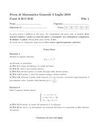 Prova di esame matematica generale - Docsity