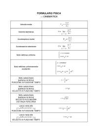 Tutte le formule da sapere di Cinematica - Docsity