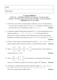 Modelo de Prova - Álgebra 1 - Docsity