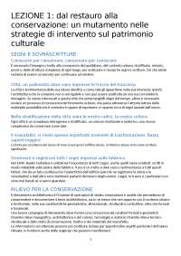 Riassunto slides lezioni del corso di Conservazione preventiva e ...
