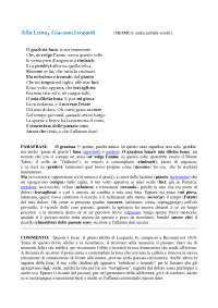 Analisi del testo della poesia "alla luna" di Giacomo Leopardi - Docsity
