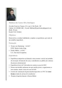 Exemplo pessoal de currículo, simples - Docsity