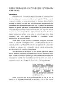 O uso de tecnologias digitais para o ensino da Matematica - Docsity