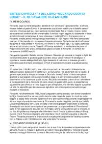Riassuntodel libro "Riccardo cuor di leone - il re cavaliere" di Jean Flori - Docsity