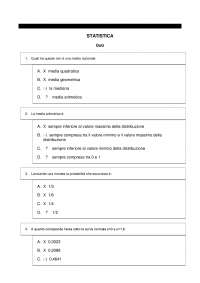 Quiz con Domande/Risposte corrette Esame Statistica L-18 Uni Pegaso - Docsity