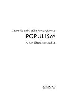Populism: A very Short introduction Mudde- Kaltwasser - Docsity