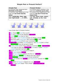 Simple past / present perfect 3rd ESO - Docsity