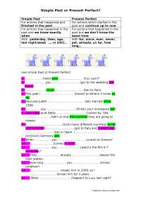 Simple past/ present perfect 3rd ESO grammar - Docsity