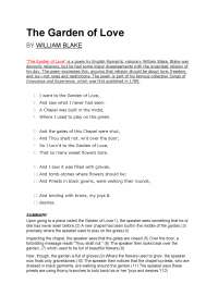 The garden of love by William Blake - Docsity