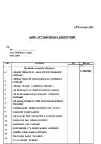 NEW LIFT MATERIALS QUOTATION | Essays (high school) English | Docsity