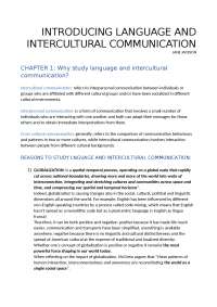 Riassunto "Introducing Language and Intercultural Communication" J ...